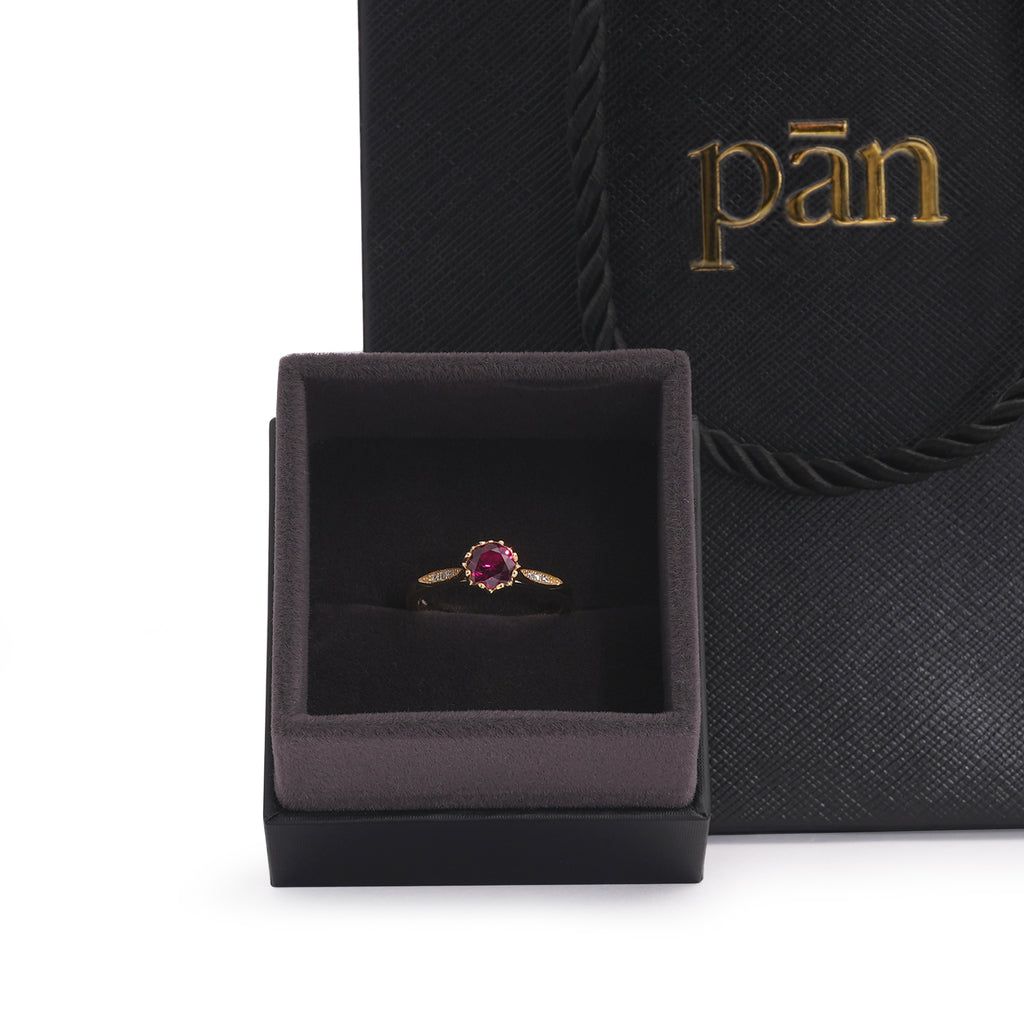 pān Petal-Set Ring — Magenta Stone in Gold-Plated Sterling Silver